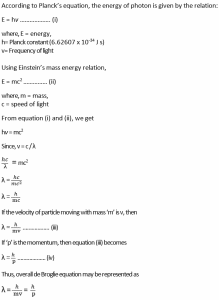 de Broglie equation, derivation, and its Significance - Chemistry Notes